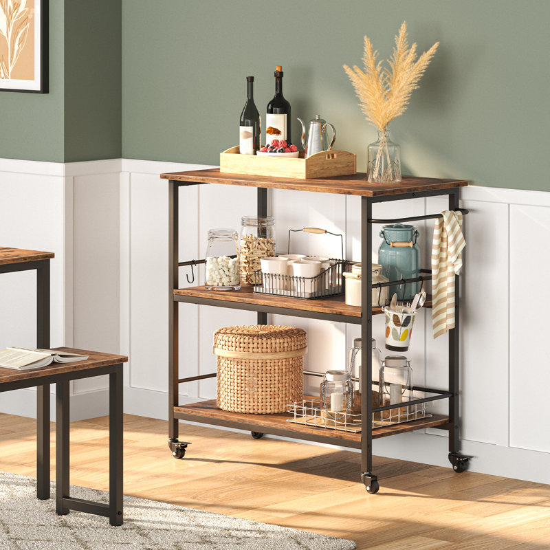 17 Stories Kadeshia 38.2" Rolling Kitchen Island Cart with Storage | Wayfair